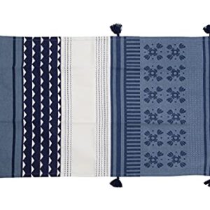 Foreside Home & Garden Blue Abstract Pattern 27 x 18 Inch Woven Cotton Kitchen Tea Towel with Hand Sewn Tassels