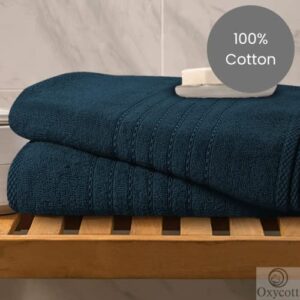 Oxycott 100% Cotton Set of 2 Bath Sheets Oversized 33x68 Ultra Soft Absorbent Quick Dry Durable Extra Large Bath Sheets for Bathroom - Hotel Quality Luxury Set Bath Sheet Towels 2 Pack Teal