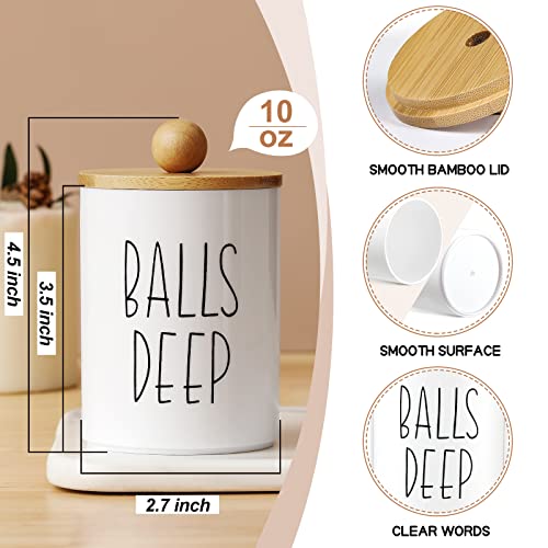 2 Pack Apothecary Jars with Bamboo Lids for Bathroom Organization - Qtip Holder and Cotton Ball Dispenser- Rustic Farmhouse Home Decor Clearance Gift - Cute Bathroom Organizer Canisters, Accessories