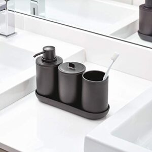 iDesign Cade Canister Bathroom Storage Jar with Lid for Bathroom, Vanity, Desk, Countertop, 3.14" x 3.14" x 5.09", Matte Black