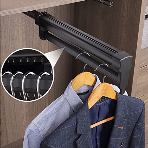 Extendable Clothes Rail Black, Pull Out Pant Hangers Closet Rod Adjustable 26-61cm Wardrobe Rail Clothes Rack,Load- Bearing 25kg (Size : 26cm/10.2in)