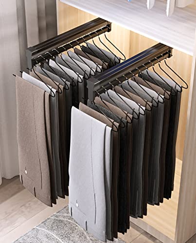 Extendable Clothes Rail Black, Pull Out Pant Hangers Closet Rod Adjustable 26-61cm Wardrobe Rail Clothes Rack,Load- Bearing 25kg (Size : 26cm/10.2in)