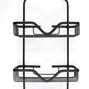 Splash Home Maui Aluminum Bathroom Organizer Shower Caddy, Hanging Head Two Shelf Plus Dish, Shower Rack Storage for Shampoo, Conditioner and Soap, Black