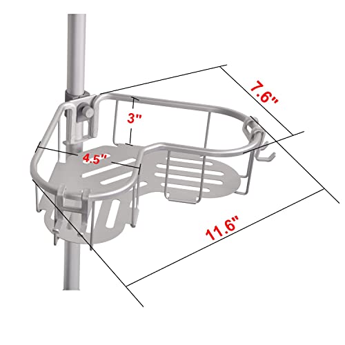 Utopia Alley Flat Shelf Rustproof Shower Caddy, Satin Chrome, Corner Pole Caddy