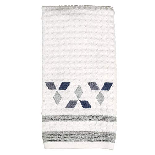 SKL Home Cubes Embroidered Hand Towel, White