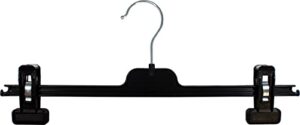 plastic bottom hanger, 100 pack matte black heavy duty 14 inch clip pants skirt hangers