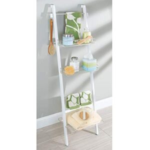 InterDesign Formbu Free Standing Bathroom Storage Ladder with Shelves for Towels, Soap, Candles, Tissues, Lotion, Accessories - White/Satin