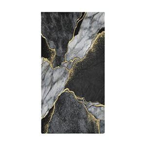 Jucciaco Black Marble Hand Towel for Bathroom Kitchen, Absorbent Luxury Black and Grey Marble Bath Hand Towels Decorative, Soft Polyester Cotton Towels for Hand, 28x14 inches, Set of 2