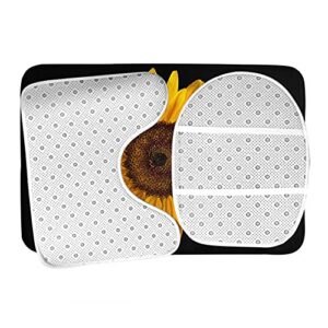 Wondertify Sunflower Bathroom Antiskid Pad Summer Beautiful Blooming Yellow Flower 3 Pieces Bathroom Rugs Set, Bath Mat+Contour+Toilet Lid Cover Black