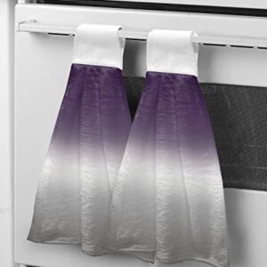 Stove Towels Hanging Kitchen Towels with Loop Deep Purple Gradient to Gray Absorbent Soft Tie Towels for Kitchen Bathroom Toilet Home 1 Pcs