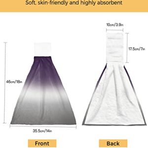 Stove Towels Hanging Kitchen Towels with Loop Deep Purple Gradient to Gray Absorbent Soft Tie Towels for Kitchen Bathroom Toilet Home 1 Pcs