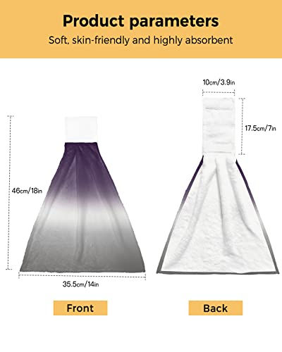 Stove Towels Hanging Kitchen Towels with Loop Deep Purple Gradient to Gray Absorbent Soft Tie Towels for Kitchen Bathroom Toilet Home 1 Pcs