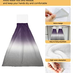 Stove Towels Hanging Kitchen Towels with Loop Deep Purple Gradient to Gray Absorbent Soft Tie Towels for Kitchen Bathroom Toilet Home 1 Pcs