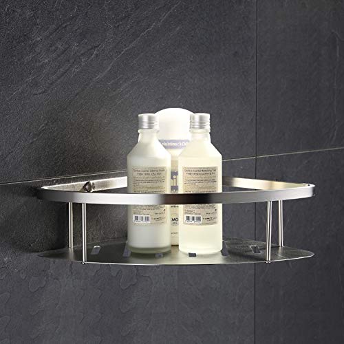 Konhard CS005 Wall Mounted Stainless Steel Bathroom Shower Corner Caddy Rust Proof, Brushed Steel