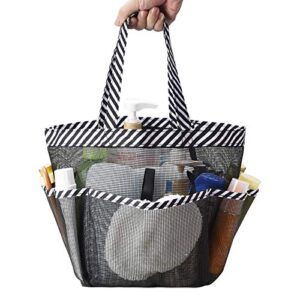 zecval mesh shower caddy tote, portable shower bag college dorm bathroom caddy organizer with 8 storage pockets toiletry bathroom organizer, for college dorm room essentials