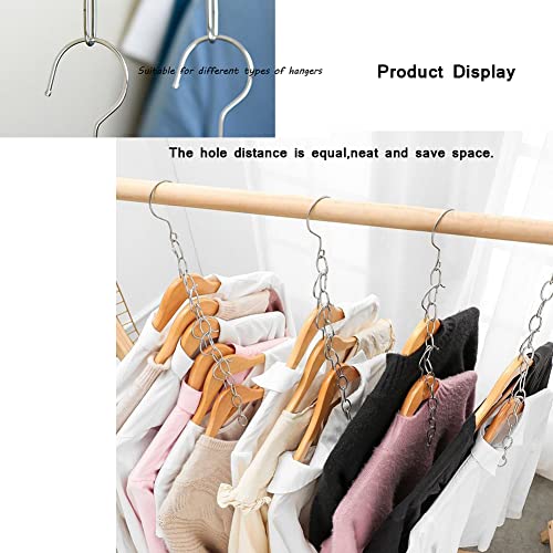 ZHAOYAN Closet Organizers and Storage Stainless Steel Hanger Organizer Space Saving Hanger Dorm Room Essentials 13-Holes Cascading Hanger Chains (5packs)