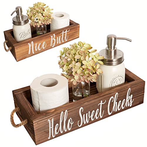 Nice Butt Bathroom Decor Box, One Box with Print on 2 Sides Farmhouse Bathroom Decor Nice Butt Bathroom Box Toilet Box, Hello Sweet Cheeks Bathroom Box Rustic Decor, Toilet Organizer Farmhouse Decor