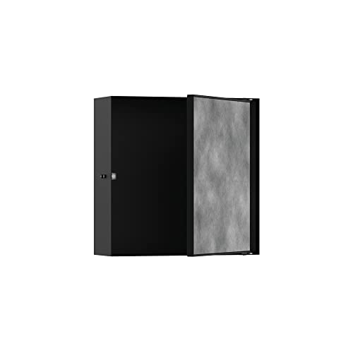 Hansgrohe XtraStoris Rock Recessed Wall Niche with Tileable Door 12"x 12"x 4" in Matte Black, 56085670