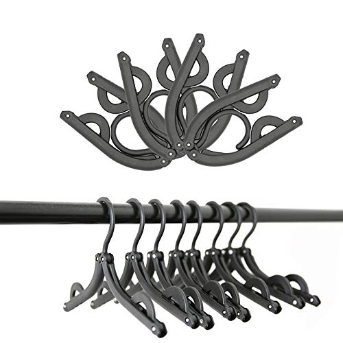 MRQXDP 16pcs Portable Folding Clothes Hanger,Black Suit, Household Goods Clothes Hanger Retractable Folding Hanger for Travel Saving Space Multifunctional Adult Child Non-Slip Travel Hanger Foldable