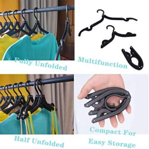 MRQXDP 16pcs Portable Folding Clothes Hanger,Black Suit, Household Goods Clothes Hanger Retractable Folding Hanger for Travel Saving Space Multifunctional Adult Child Non-Slip Travel Hanger Foldable