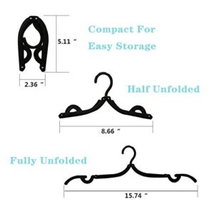 MRQXDP 16pcs Portable Folding Clothes Hanger,Black Suit, Household Goods Clothes Hanger Retractable Folding Hanger for Travel Saving Space Multifunctional Adult Child Non-Slip Travel Hanger Foldable