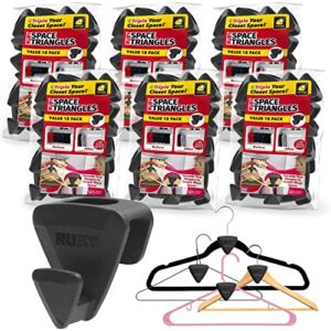 original as-seen-on-tv ruby space triangles, 6 pack, ultra- premium hanger hooks triple closet space 108 pc value pack, black