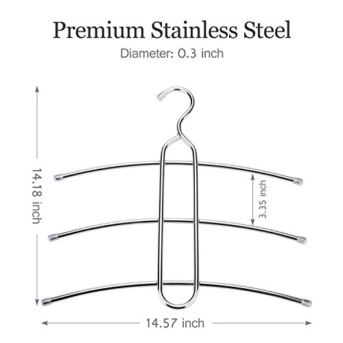 TRUSBER Stainless Steel Clothes Hangers, Premium Metal Coats Hangers with 3 Layers, Tree-Shape, Tree-Type Space Saving for Coats T-Shirts Windbreaker Sweaters – Silver (Pack of 6)