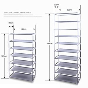 NC 10 -Tiers 9 Lattices Fashionable Room-Saving Non-Woven Fabric Shoe Rack Shoerack Storage Organizer Coffee (Gray)