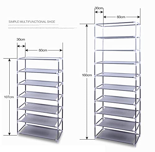 NC 10 -Tiers 9 Lattices Fashionable Room-Saving Non-Woven Fabric Shoe Rack Shoerack Storage Organizer Coffee (Gray)