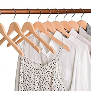 Amber Home Smooth Natural Finish Solid Wood Shirt Dress Hangers 20 Pack, Sturdy Wooden Coat Hangers with Precisely Notches, Clothes Hangers for Jacket, Camisole, Bridal (Natural, 20)