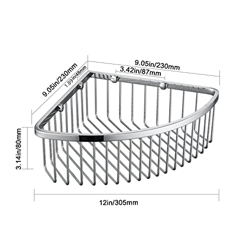 GORDEE Bathroom Shower Caddy Corner Shelf Basket, Ultra Sturdy Rust-Proof Stainless Steel Bathroom Shelf Organizer Shampoo Holder, Wall Mounted Storage Rack for Bathroom Kitchen, Brushed Chrome