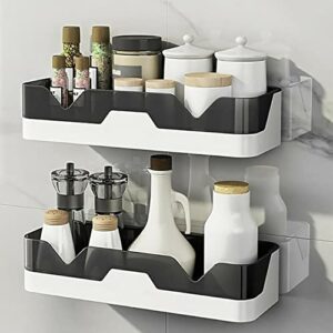 Cabilock No with and Drill-free Grey Wall Self Toiletry Utensil Mounted Storage Caddy Hooks Adhesives Kitchen Plastic Shelf Mount Shampoo Entryway Holder Adhesive Drilling Bathroom for