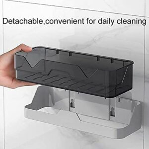 Cabilock No with and Drill-free Grey Wall Self Toiletry Utensil Mounted Storage Caddy Hooks Adhesives Kitchen Plastic Shelf Mount Shampoo Entryway Holder Adhesive Drilling Bathroom for