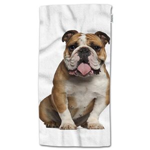 hgod designs bulldog hand towels,funny english bulldog sitting against 100% cotton soft bath hand towels for bathroom kitchen hotel spa hand towels 15"x30"