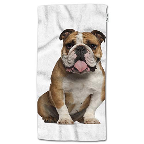 HGOD DESIGNS Bulldog Hand Towels,Funny English Bulldog Sitting Against 100% Cotton Soft Bath Hand Towels for Bathroom Kitchen Hotel Spa Hand Towels 15"X30"