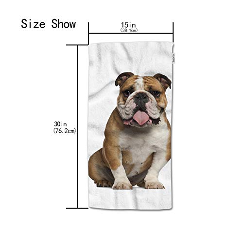 HGOD DESIGNS Bulldog Hand Towels,Funny English Bulldog Sitting Against 100% Cotton Soft Bath Hand Towels for Bathroom Kitchen Hotel Spa Hand Towels 15"X30"