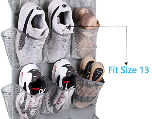 MISSLO 30 Large Pockets Dual Sided Hanging Shoe Organizer + Long 3 Tier Shoe Rack for Closet Shoe Organizer Storage Stackable Wide Shoe Shelf Holds 24 Pairs of Men Sneakers, Women Heels, Boots