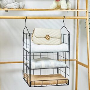 Glolaurge 6 Tier Hanging Closet Organizer and Storage, Closet Hanging Shelves with 2 Hooks, Metal Closet Shelf Organizer for Clothing, Sweaters, Handbags