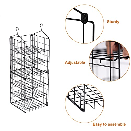 Glolaurge 6 Tier Hanging Closet Organizer and Storage, Closet Hanging Shelves with 2 Hooks, Metal Closet Shelf Organizer for Clothing, Sweaters, Handbags