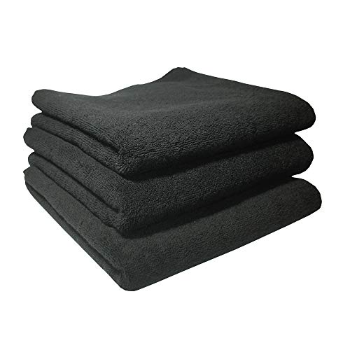 100% Turkish Cotton Extra Large (20 x 40 inch)Hand Towel Set of 3,for SPA,Gym,Hammam,Fitness and Sport,Oversized, XL, Large, Huge Big Size Hand Towel, Premium Class, Luxury Hotel Series (black, 3)