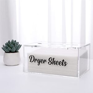 Dryer Sheet Holder, Acrylic Dryer Sheet Dispenser with Hinged Lid, Laundry Room Organization & Decor Box, Container Storage for Fabric Softener Sheets - Clear