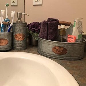 KOTINARA Rustic Bathroom Caddy Countertop - Farmhouse Bath Caddy - Galvanized Bathroom Caddy - A Perfect Farmhouse Bathroom Decor for your Home.