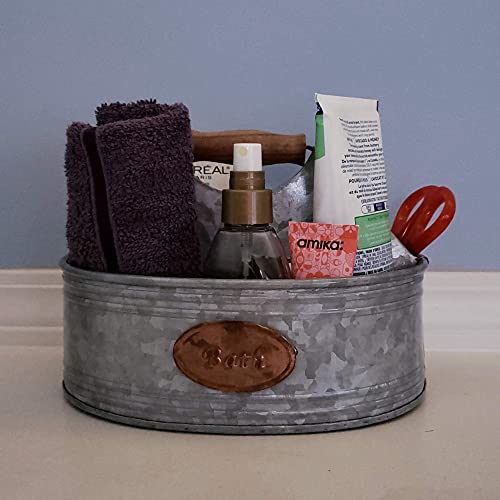 KOTINARA Rustic Bathroom Caddy Countertop - Farmhouse Bath Caddy - Galvanized Bathroom Caddy - A Perfect Farmhouse Bathroom Decor for your Home.