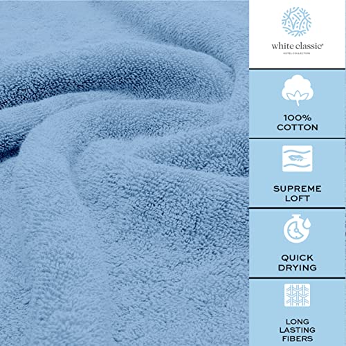 White Classic Luxury Light Blue Bath Towel Set Luxury Bath Mat | 2 Pack Luxury Bath Sheet | 2 Pack Bundle (Light Blue)