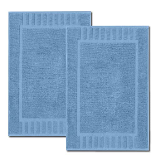 White Classic Luxury Light Blue Bath Towel Set Luxury Bath Mat | 2 Pack Luxury Bath Sheet | 2 Pack Bundle (Light Blue)