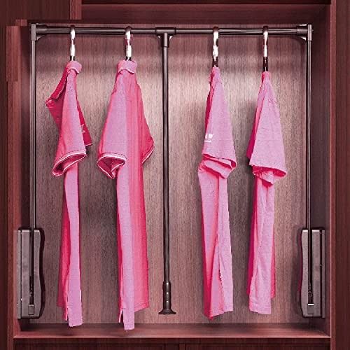 EUKKIC Pull Down Closet Rod, Heavy Duty Closet Pull Down Rods Hanger,Adjustable 45-115cm for Hanging Clothes Wardrobe Lift Rail, Clothing Finishing Rack (Size : 83-115CM(32.7-45.3in))