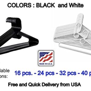 Plastic Hangers HD Heavy Duty, 40 Pcs. White Color, Made in USA, 3/8” Thickness, Durable, Tubular, Lightweight, for Clothes, Coat, Pants, Shirts, Dress, TINEFF, Free and Quick delivery. from USA