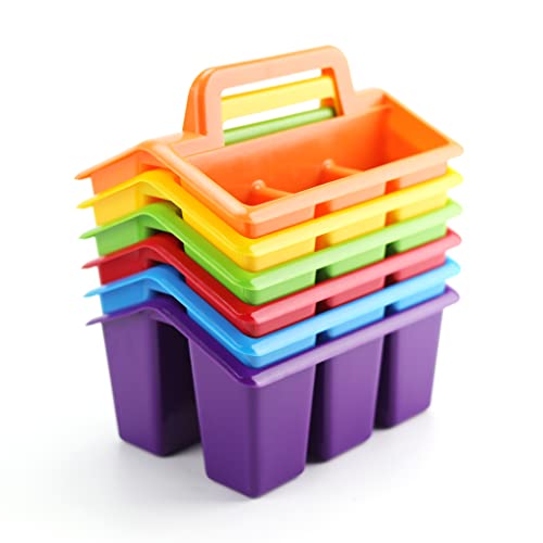 6pcs Storage Caddy, Shower/Bath Caddy with 4 compartment for Shampoo,Combs,Brushes,Samll Toys,Classroom Caddies for Teachers and Daycare Supplies for pens, markers and small craft tools