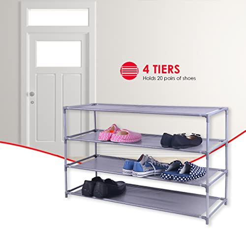 Home Basics 20 Pair Non-Woven Shoe Rack (4-Tier Wide)