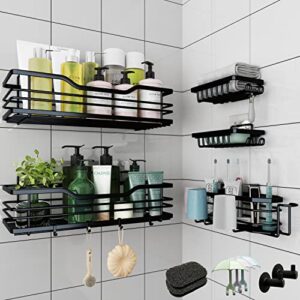 jilier shower caddy, bathroom shower shelves pack of 5, bathroom shower storage organizer, adhesive shower shelves for inside shower & kitchen storage, no drilling, bathroom shower organizer